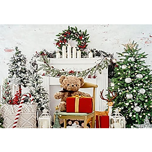 Kate 10×8ft (3×2.5m) Bokeh Bohemia Christmas Tree Photo Backdrop White Fireplace Brick Wall Xmas Photography Background for Christmas Studio Props