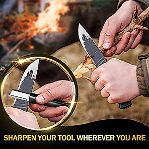 Knife Sharpener Blade Sharpening Whetstone: Pocket Sharpen Garden Tool Shears Scissors Knives Pruner Portable Knife Sharpener & Stocking Stuffers for Men Keychain Multitool - Key Shaped Pocket EDC Too