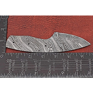 Knife Making Supplies Damascus Steel Blank Blade 6.5 inches Long Hand Forged Compact Skinning Knife, Spear Point Blade Pocket Knife with 3 Pin Hole, 2.5 inches Cutting Edge, 3.5" Scale Space