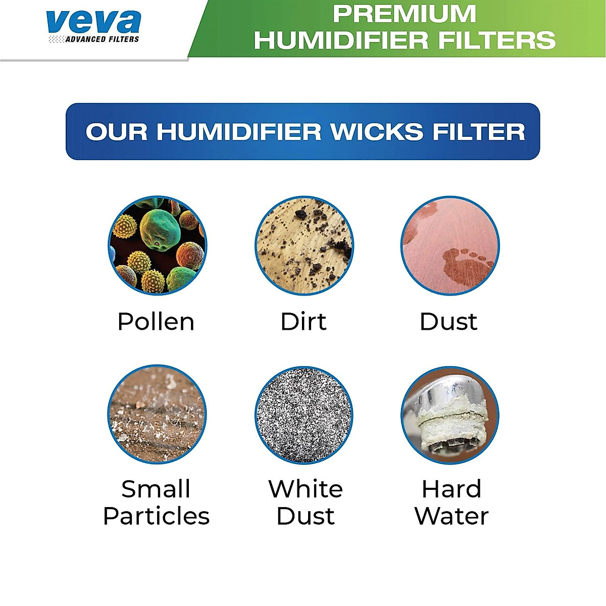VEVA 6 Pack Premium Humidifier Filters Replacement for Holmes Filter A, HWF62, HWF62S, and Other Sunbeam Cool Mist Humidifiers