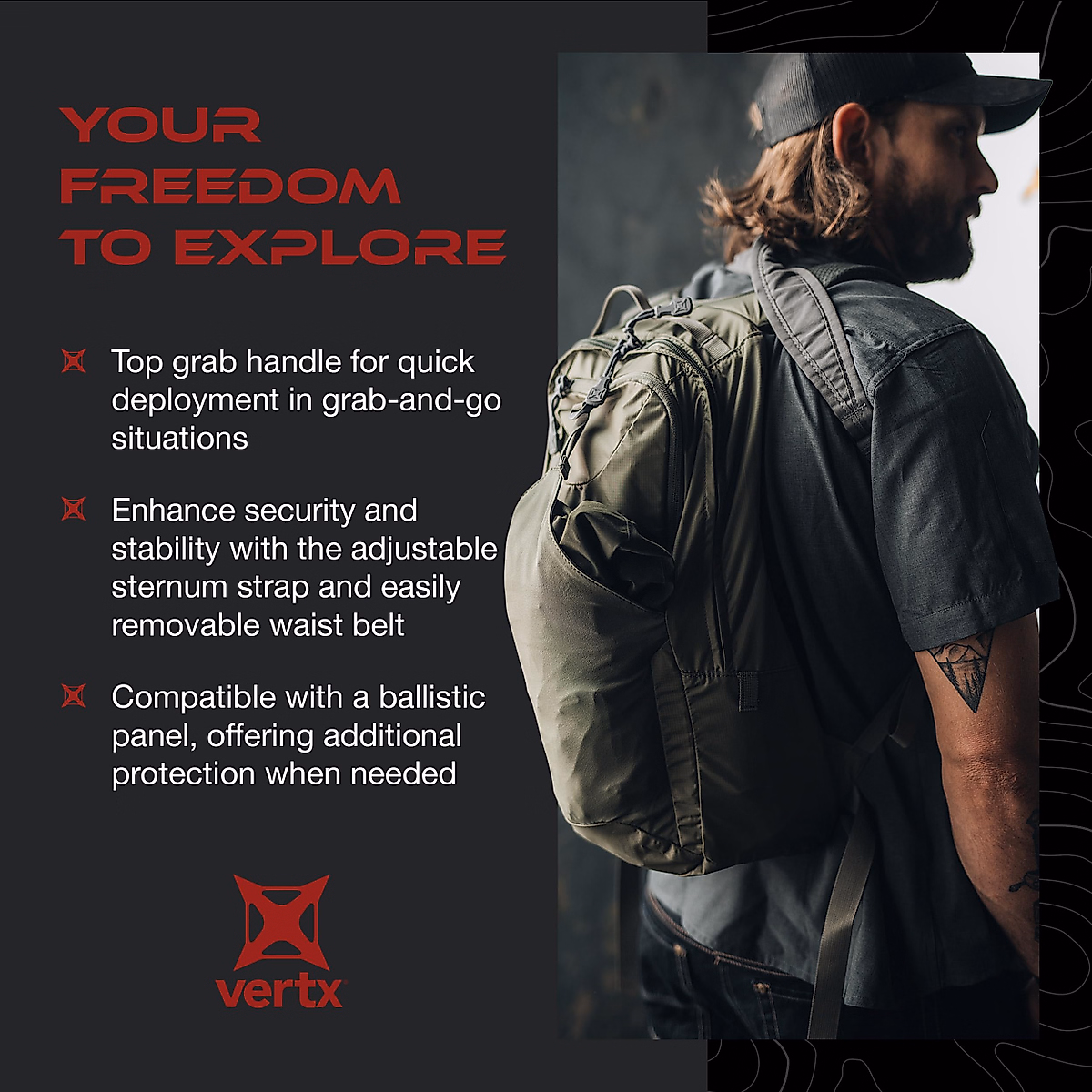 Vertx Long Walks Pack 15L Tactical Backpack Concealed Carry EDC Gear Bag for CCW, Travel, Work, Hiking, Outdoors, Royal Blue