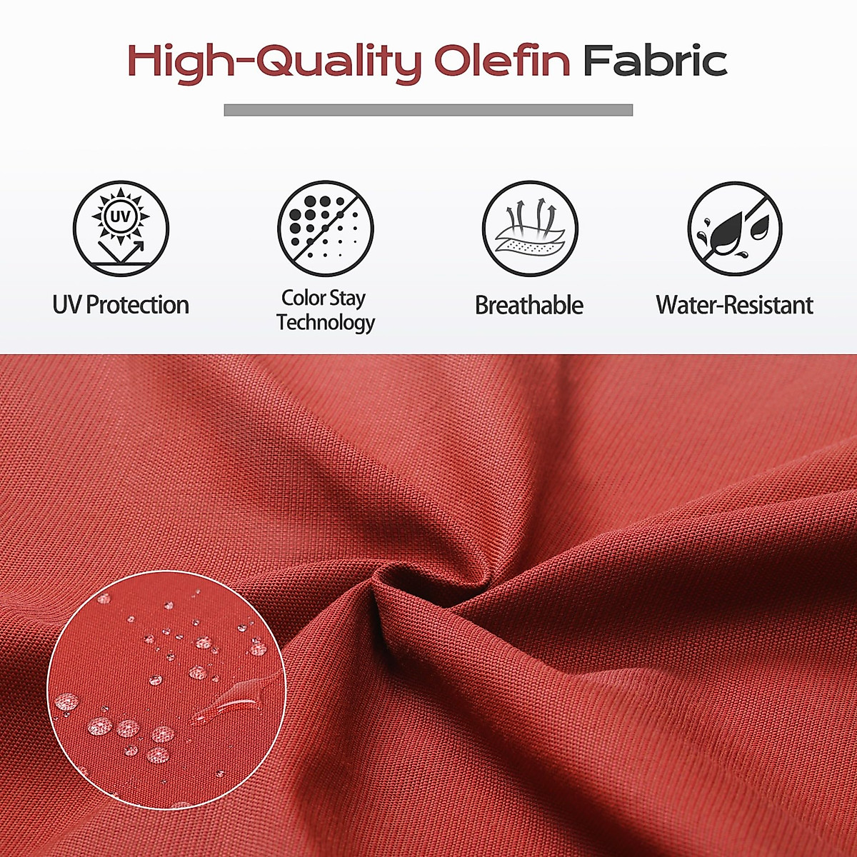 BPS Patio Chair Cushions for Adirondack Chairs, High-Back Design, 52"x20"x2.5" Olefin Fabric Slipcovers with Ties, for Outdoor Furniture, Set of 2