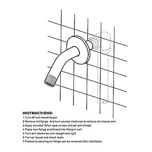 SENLO 6 Inch Shower Arm and Flange Polish Chrome, Showerhead Extension Extender Pipe Arm with Stainless Steel Flange, Rain Shower Angled Solid Brass for Wall Mount Replacement Bathroom Fixture Part