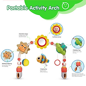 BOREBO Baby Car Seat Toys Bar Arch Bouncer Accessories Crib Hanging Travel Stroller Arch Versatile Sensory Adjustable for Little One for Newborn Baby Shower