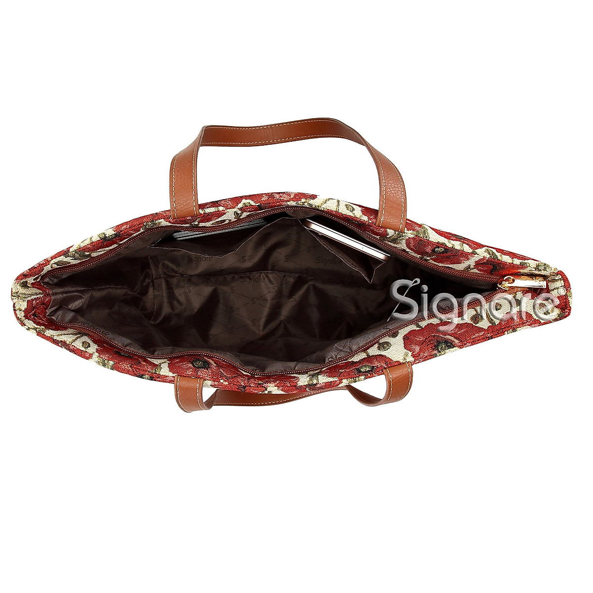 Signare Tapestry Shoulder Bag Tote Bag for Women with Poppy Flower Design (SHOU-POP)