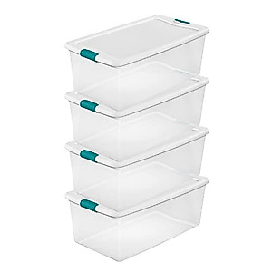 Sterilite 106 Quart (4 Pack) & 64 Quart (6 Pack) Latching Clear Plastic Storage Organizer Tote Tub Container Bin Box for Organization and Storage