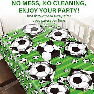 Soccer Party Supplies Serves 24 Soccer Party Paper Plates Napkins Soccer Disposable Tablecloth Set Tableware Kit for Birthday Party Boys Girls Baby Shower