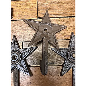 4 Star Western Coat Hooks Tack Hat Wall Hanger Rustic Iron Barn Key Americana