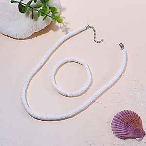 FASACCO Puka Shell Necklace Bracelets for Men Shell Necklace White Puka Shell Necklace Shell Bracelets Surfer Necklace with Extender Chain 16inch