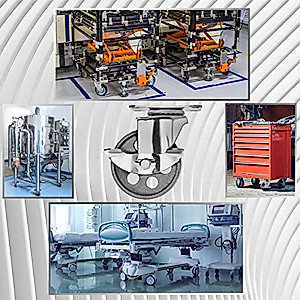 4 All Steel Swivel Plate Caster Wheels w Brake Lock Heavy Duty High-gauge Steel Gray (3" With Brake)