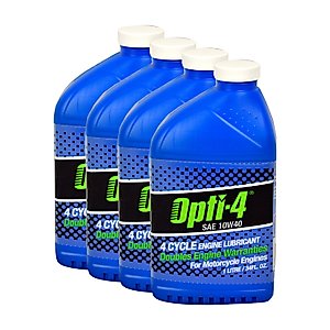 Opti-4 44121 4PK SAE 10W40 34Oz 4-Cycle Engine Lubricant for ATVs, Motorcycles