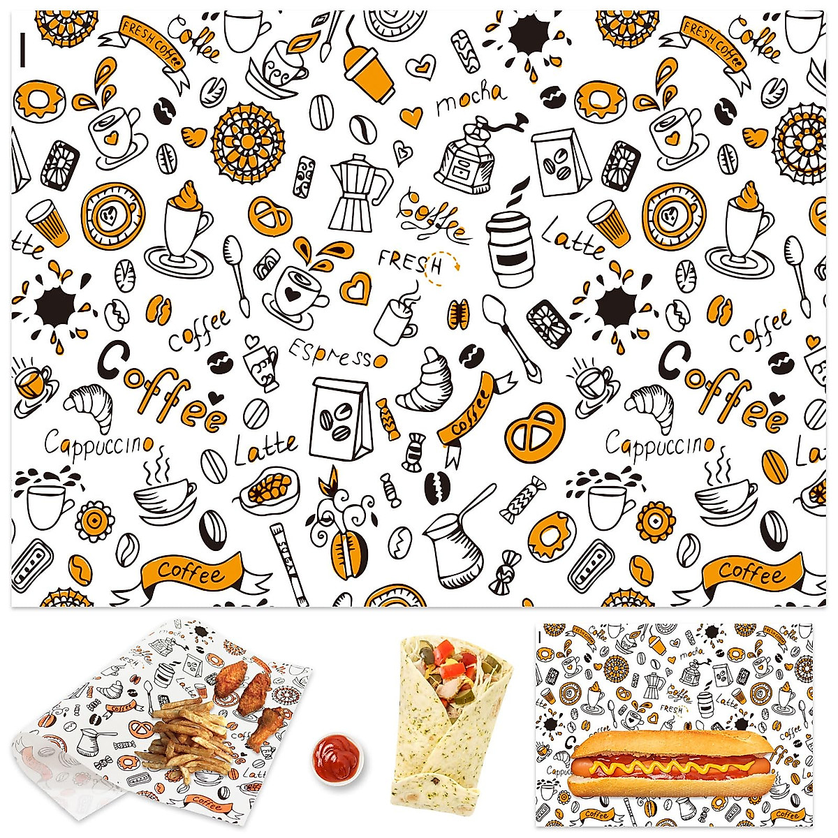 200pcs Deli Paper Sheets 10" x 14", Premium Food Basket Liners, Grease Resistant Wax Paper Sheets for Food, Sandwich Wrapping Paper for Home, Picnic, Tray, Wrap, Burger and Burrito