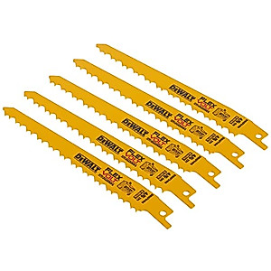 DEWALT FLEXVOLT Reciprocating Saw Blades, 5-Pack, 6”, 6TPI, Stainless Steel (DWAFV466)