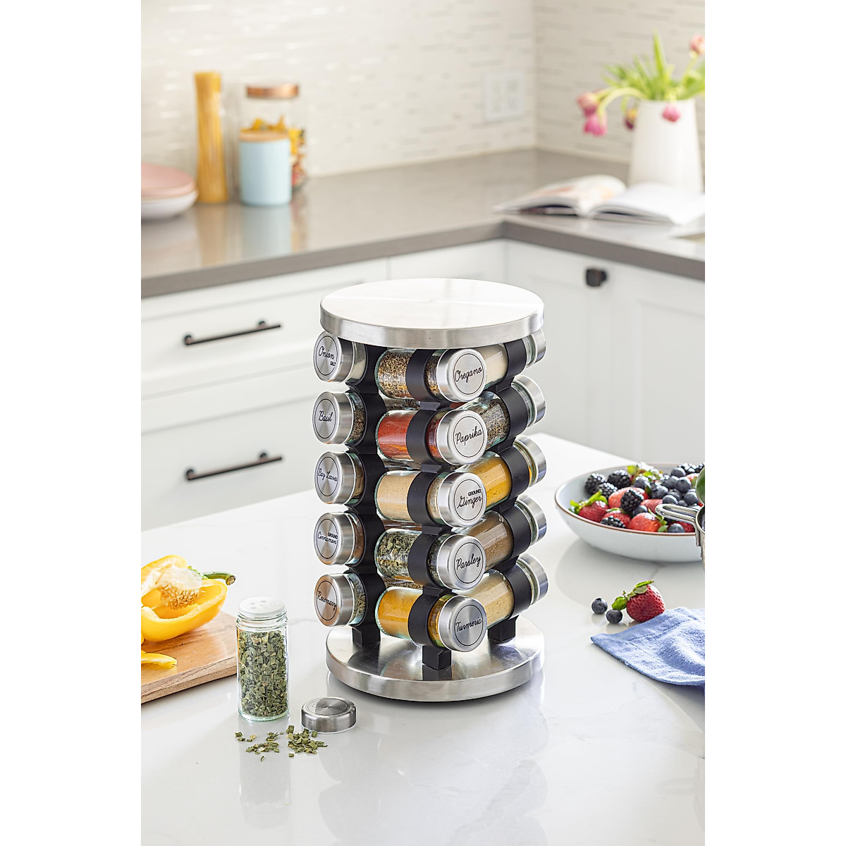 Orii 20 Jar Stainless Steel Rotating Spice Rack