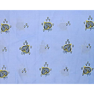 Peegli Indian Vintage Blue Silk Blend DIY Fabric Casual Dress Material Printed Textile