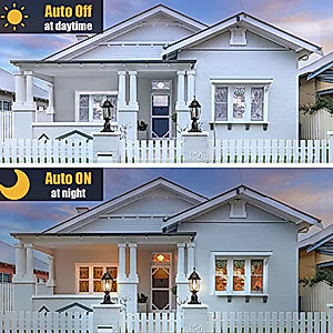 Aoceley Dusk to Dawn Outdoor Post Light with Pier Mount Base, 2-Pack Waterproof Pole Lantern Light Fixture, Exterior Lamp Post Lantern Head with Clear Glass for Garden, Patio, Pathway