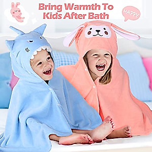 Moukeren 3 Pieces Bamboo Hooded Towel for Kids 27.5 x 50 Inch Large Size Kids Bath Towel Kids Absorbent Bathrobe Blanket for Kids 3-10 Yrs Boys Girls Shower