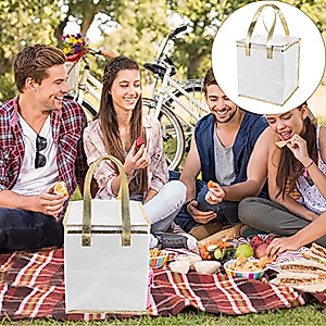 Luxshiny Insulated Grocery Bag Pizza Delivery Bag, Insulated Carrier Bags White Delivery Bags Grocery Bags for Pizza Food Dinner (26x30cm) Grocery Tote Bags