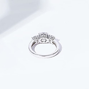 Amazon Essentials Platinum-Plated Sterling Silver Round 3-Stone Ring made with Infinite Elements Cubic Zirconia (3 cttw), Size 8 (previously Amazon Collection)