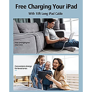 10FT iPad Charger Cord, 20W USB C Fast Charger with Long Charging Cable for iPad Pro 12.9 6th/5th/4th/3rd, 11 inch 4th/3rd/2nd/1st, iPad 10th Generation, iPad Air 5th/4th Generation, iPad Mini 6