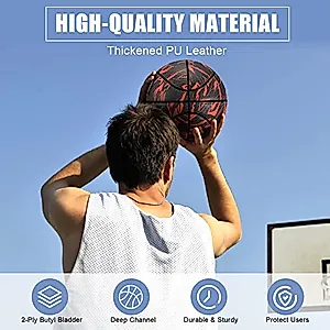 Lenwen 6 Pcs Basketballs Bulk Official Regulation Size Rubber Basketball with Pump Camouflage Standard Graffiti Youth Adults Practice Training Match Streetball Back to School Sport Gift(Size 7)