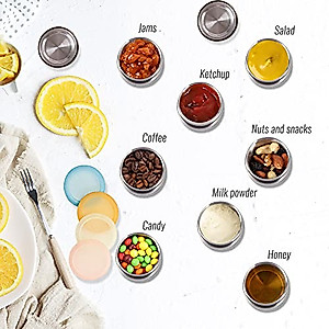 Kieaisy Salad Dressing Container To Go, 4x1.6oz Small Condiment Containers with Lids, Stainless Steel Leakproof Dips Condiment Containers, Dressing/Sauces/Snacks Container