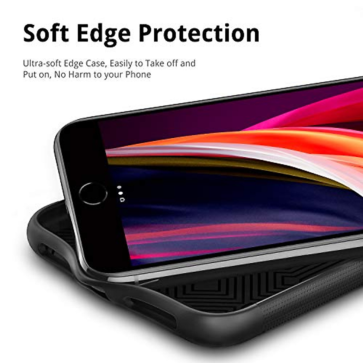 UNBREAKcable Case for iPhone SE 2020/SE 2022 / iPhone 8 /iPhone 7, Shock-Absorption, Anti-Scratch, Soft Frosted TPU Ultra Thin Cover Protective Case for iPhone 8/7/ SE 2/SE3 4.7 Inch - Matte Black