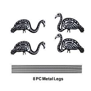 GiftExpress 4-Pack Small Halloween Flamingo, Black Flamingo Skeleton, Zombie Flamingos, Skull Flamingo with Stakes for Halloween Lawn Ornaments, Spooky Graveyard Decorations