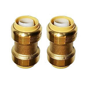 HQMPC Push Fit PEX Fittings Straight Coupling 1/2", Push-to-Connect Copper, CPVC, No Pb Brass Plumbing Fittings (2PCS 1/2 Inch(1/2"))