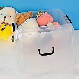 Nicesh 17.5 L Plastic Large Storage Box, Clear Latch Bin with Handle and Lid, Set of 4