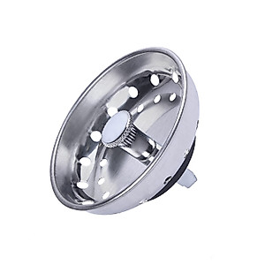 VARNAHOME Kitchen Sink Basket Strainer Replacement for US Standard Drains (3-1/2 Inch), Premium Brushed Stainless Steel Body W/Rubber Stopper 1 Pack