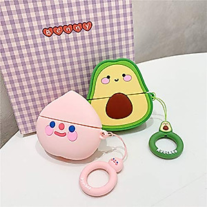 Coralogo for Airpods Pro 2019/Pro 2 Gen 2022 Case, Cute Fruit Cartoon Funny Character Protective Keychain Cover 3D Fun Cool Soft Silicone Skin Air pods Pro Charging Cases for Airpod Pro (Avocado)
