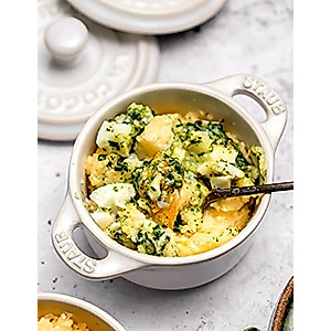 STAUB Ceramics Mini Round Cocotte Set, 3-piece, Rustic Ivory