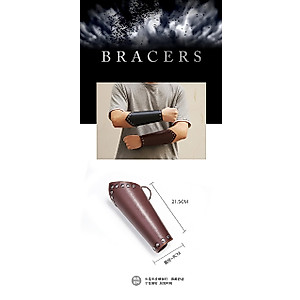 Thajaling 2 Pieces Faux Leather Arm Guards, Viking Gauntlet Wristband, Medieval Archery Bracers, Vintage Cowhide Cuff Wristband, Personalized Bracers for Men (Brown)