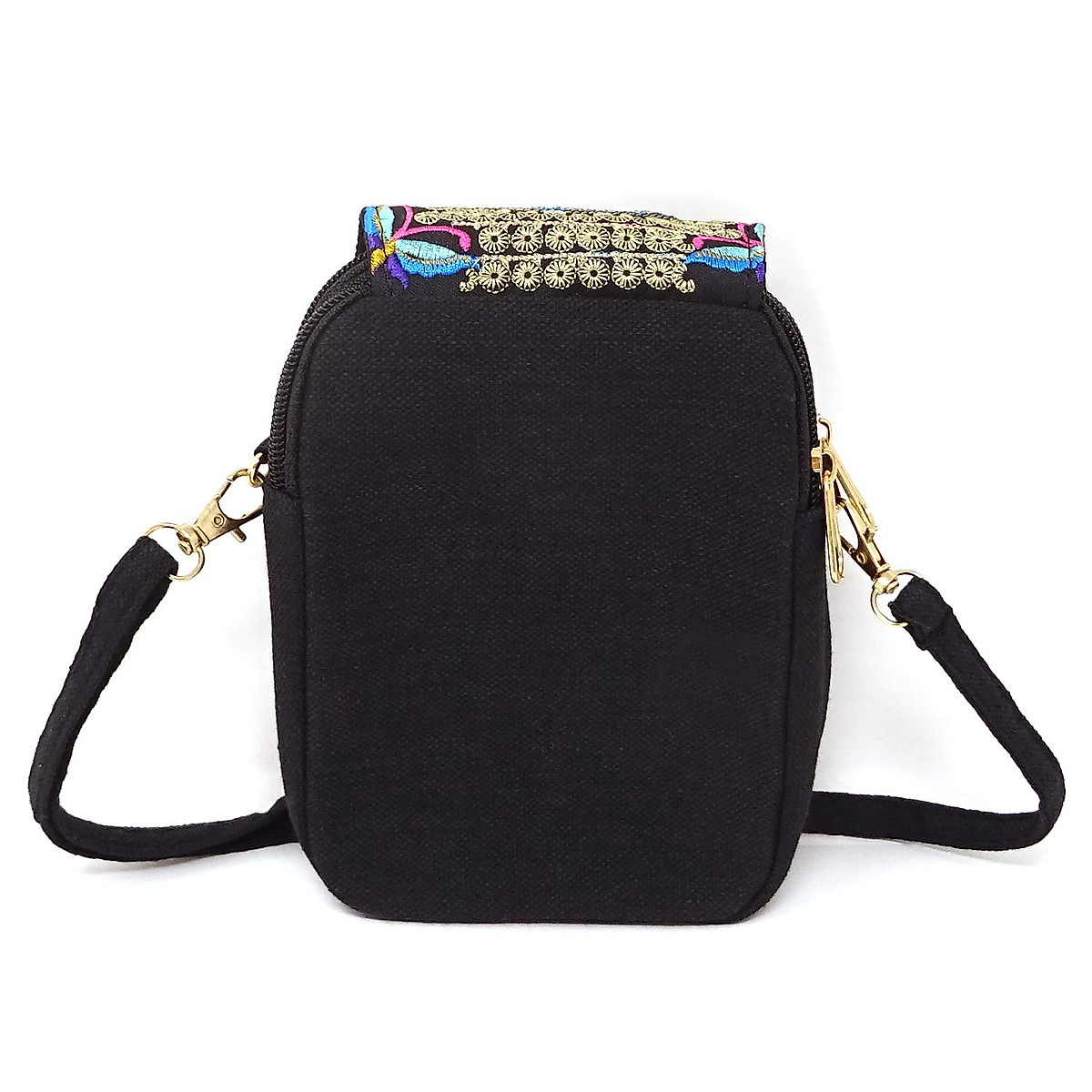 Honbay Yunnan Ethnic Style Handmade Embroidered Crossbody Bag Mini Flip Canvas Shoulder Bag for Women and Girls