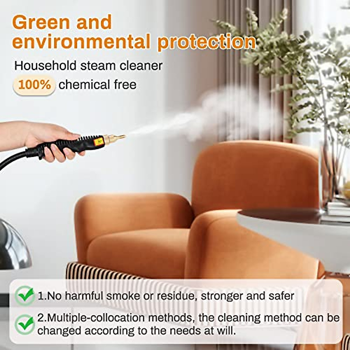 2500W High Pressure Steam Cleaner, Handheld Steam Cleaner Machine with 6 Brush Heads High Temperature Fast Heating Steamer Cleaners for Home Use, Car Detailing, Kitchen, Bathroom, Furniture,Etc.