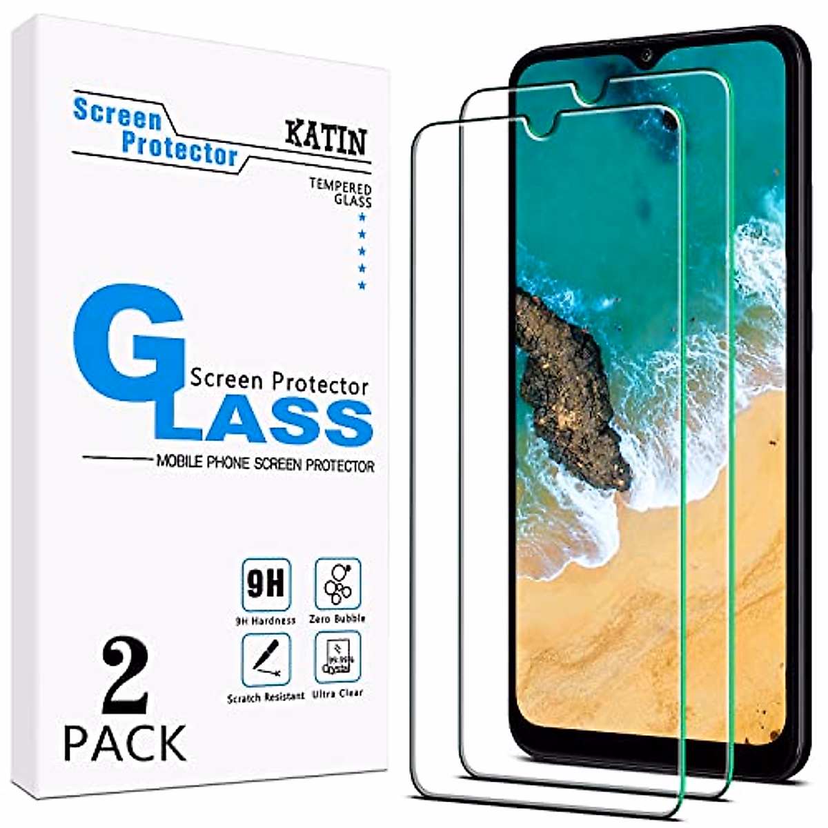 KATIN [2-Pack] For Samsung Galaxy A02S / Galaxy A02 Tempered Glass Screen Protector Anti Scratch, Bubble Free, Touch Sensitive, Easy to Install, Case Friendly