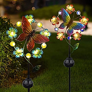 TSTGEE Solar Butterfly Lights Outdoor Yard Decorations Outdoor Flowers Solar Stake Lights Butterflies Outdoor Lights Waterproof for Garden Yard Lawn Patio Pathway(2 Pack)