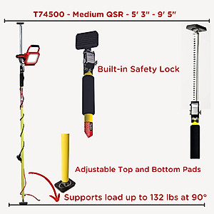 Task T74500 63" to 120" Quick Support Rod, Adjustable Support System, 132 lbs Max Capacity