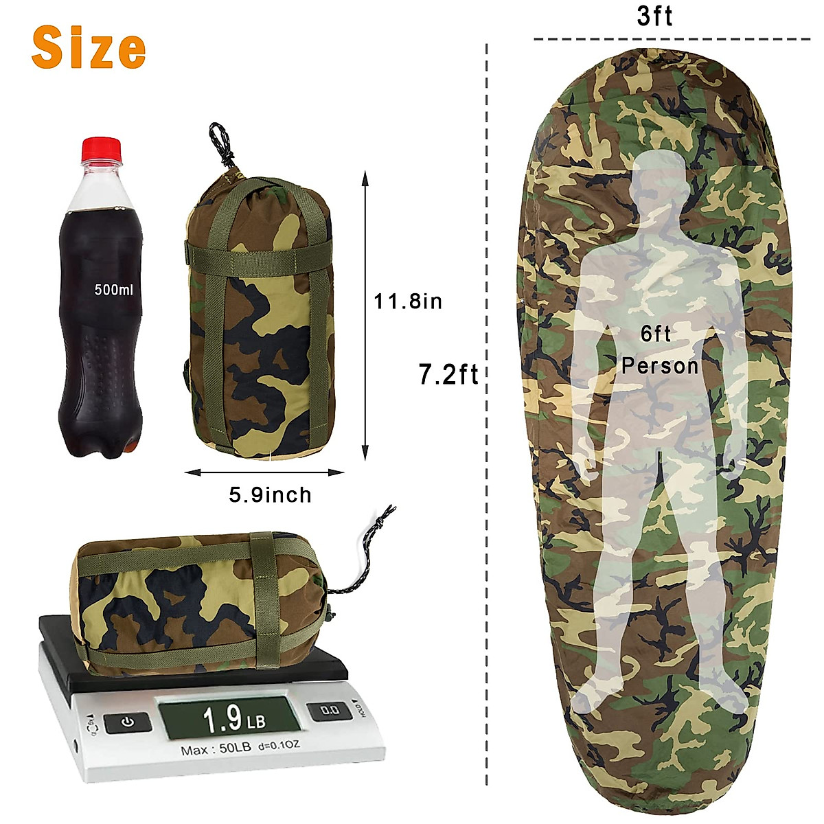 Akmax.cn Bivy Cover Sack for Military Army Modular Sleeping System, Waterproof Outer Shell for Sleeping Bag, Minimalist Stealth Shelter Multicam/Woodland/UCP/OCP