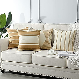 OTOSTAR Pack of 4 Waterproof Throw Pillow Covers 18x18 Inch Geometry Outdoor Decorative Pillow Case Garden Pillow Covers Square Cushion Case Pillows Shell for Patio Furniture Couch Tent (Light Coffee)