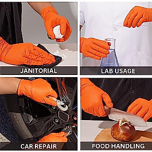 MEDPRAYER Industrial Orange Nitrile Gloves – Disposable Rubber Gloves 8 Mil – Raised Diamond Texture, Latex & Powder Free - Size Large, Pack of 1000