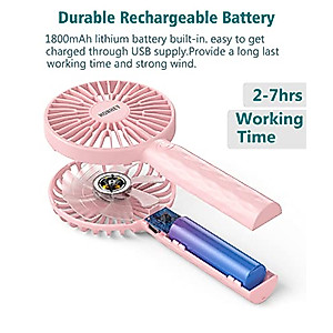HonHey Handheld Fan, Super Mini Portable Fan with Rechargeable Battery Operated and 3 Adjustable Speed, Personal Hand Held Fan for Girls Women Kids Outdoor Travelling Indoor Office Home Eyelash Fan