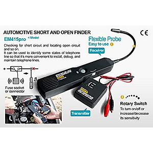 ALLOSUN Automotive Cable Wire Tracker Car Tracer Finder Test Short & Open DC 6~42 Volts, Black (EM415PRO)