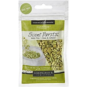 Candle-Lite Essential Elements Clean & Natural Scent Bursts Paper Warmer Refills Lasts 2X Longer Than Wax (Lemongrass & Coriander 4 Pack)