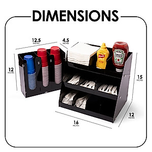 Condiment Organizer - Coffee Condiment Organizer, Caddy for K-Pods, Snack, Tea Bags, Disposable Cups, Coffee Bar Bin Box, Coffee Pods Holder, Farmhouse Decor