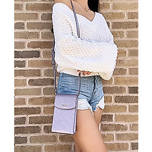 Kate Spade Tinsel Glitter Fabric North South Phone Crossbody Lilac Frost Purple