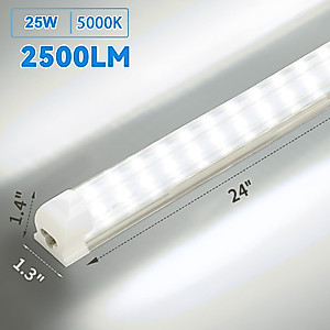 CNSUNWAY LIGHTING 2FT LED Shop Light, 20W 2500LM, 5000K Daylight T8 LED Light Fixture, V Shape, High Output, Linkable Shop Lights for Room, Garage, Workshop, Under Cabinet, ETL Listed (2 Pack)