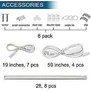 Barrina T5 Grow Lights, Full Spectrum, 2ft 80W (8 x 10W, 500W Equivalent), LED Grow Light Bulbs for Indoor Plants, Greenhouse, Plug and Play, 8-Pack