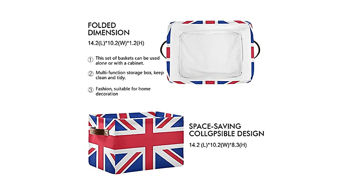 AUUXVA UK Flag Union Jack Storage Bins Basket, Vintage British Flag ...
